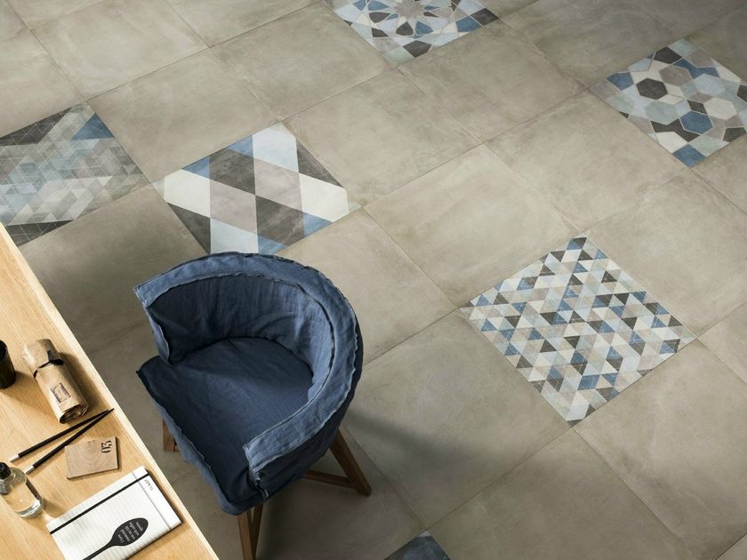 Porcelain stoneware wall/floor tiles with concrete effect ONE INDIGO By ...