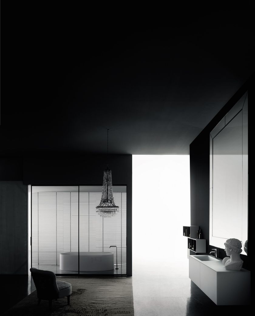 Single wall-mounted glass vanity unit SOHO By Boffi design Piero Lissoni