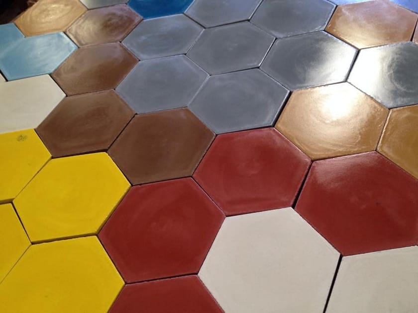 Indoor/outdoor cement wall/floor tiles HEXAGON SOLID COLOR By ...