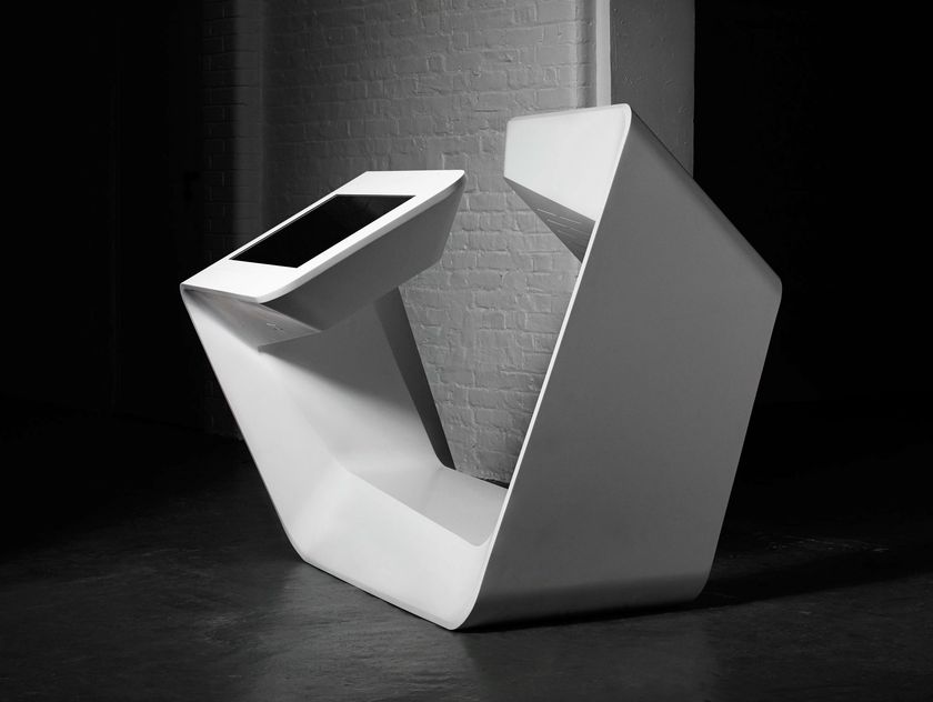 Solid Surface multimedia display stand DOUBLE MEDIA UNIT By Isomi ...