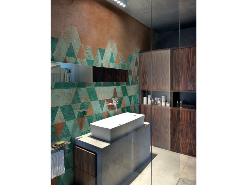 Geometric bathroom wallpaper PATINA By Wall&decò design Alhambretto ...