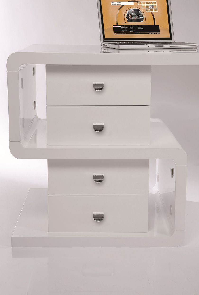 WHITE CLUB DESK SNAKE Writing desk with drawers By KARE Design