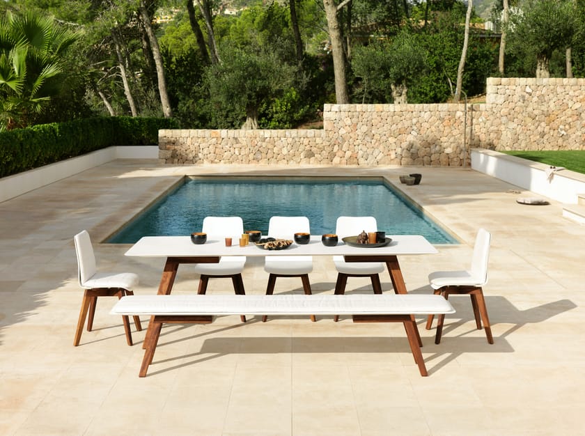 Rectangular Corian® garden table SLIM WOOD DINING 200 By VITEO design ...