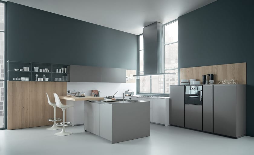 Oak kitchen with peninsula FIFTY | Composition 01 By Zampieri Cucine design Stefano Cavazzana