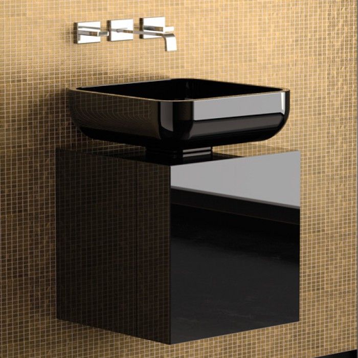 Mobile lavabo in legno LEONARDO CUBUS BLACK JIMMY SMALL BLACK By Glass ...
