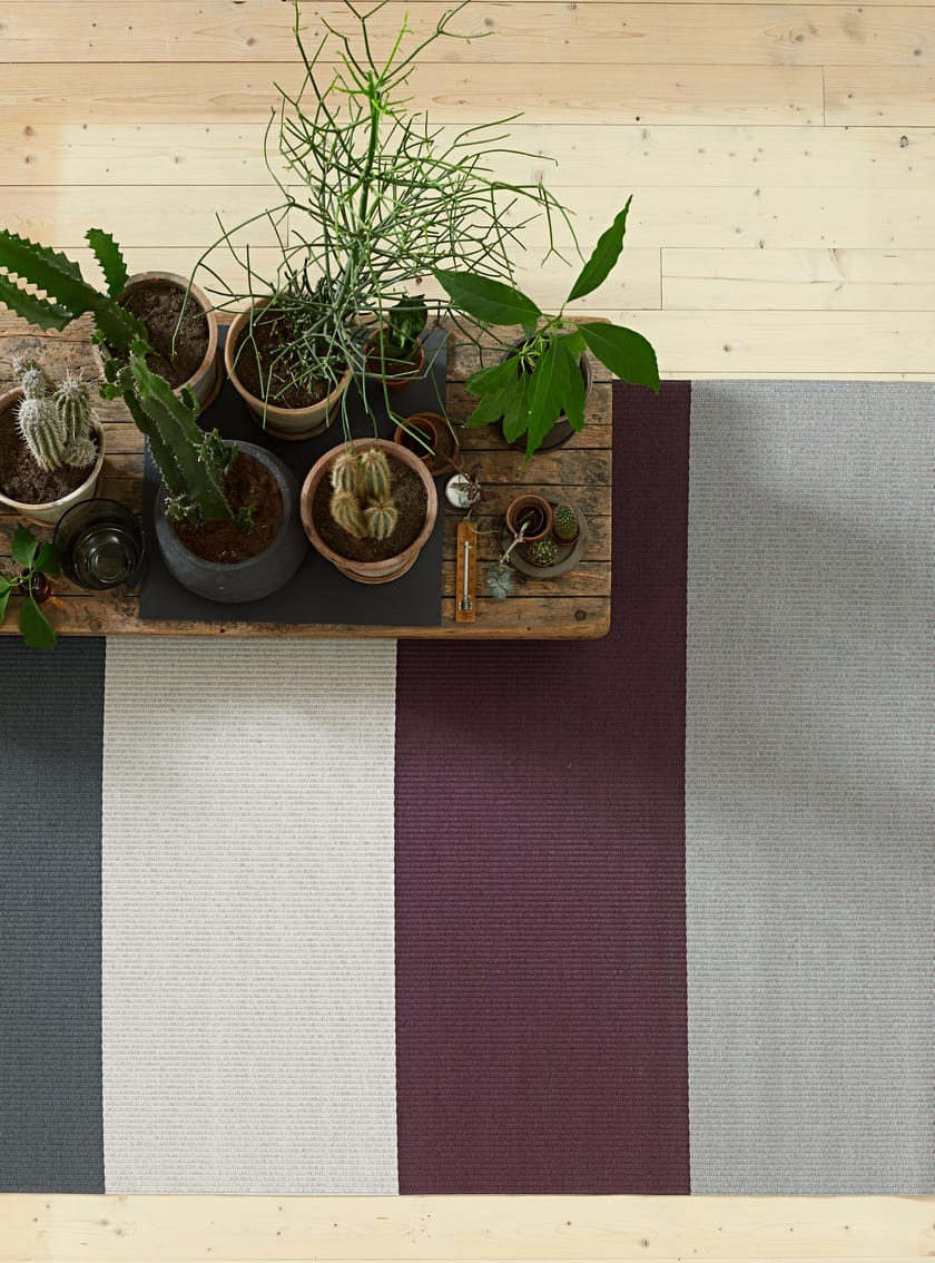 Striped rectangular paper yarn rug FOURWAYS By Woodnotes design Ritva ...