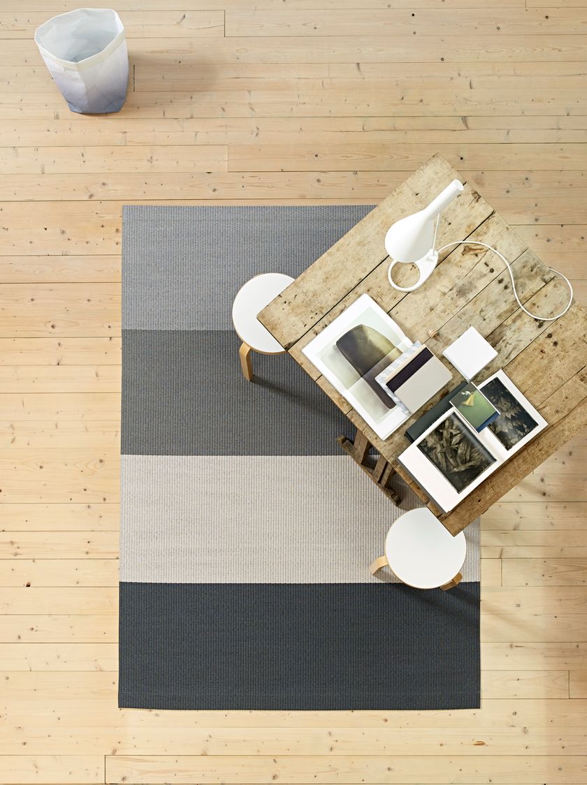 Striped rectangular paper yarn rug FOURWAYS By Woodnotes design Ritva ...