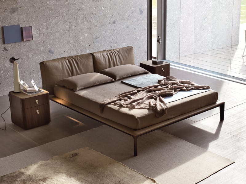 Wooden bed with upholstered headboard JOIN By ALIVAR design Giuseppe Bavuso