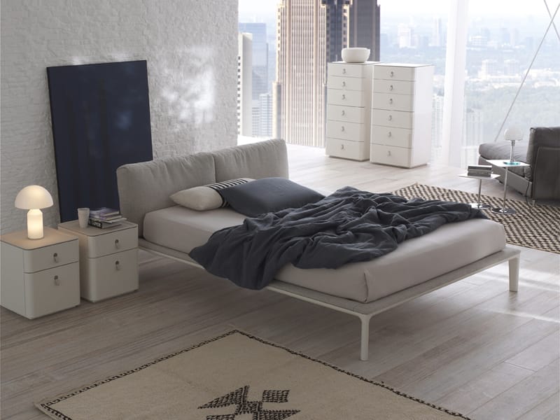 Wooden bed with upholstered headboard JOIN By ALIVAR design Giuseppe Bavuso