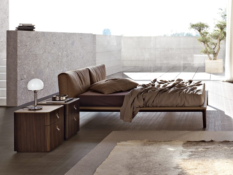 Wooden bed with upholstered headboard JOIN By ALIVAR design Giuseppe Bavuso