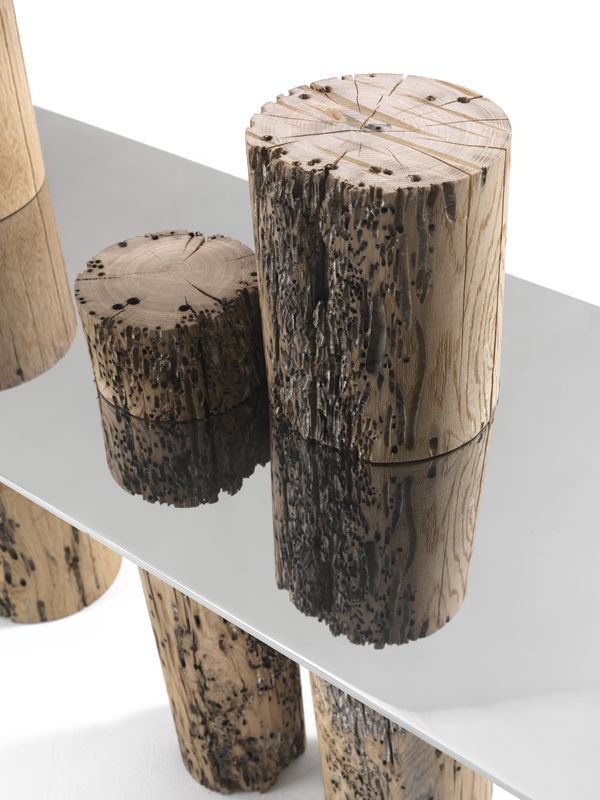 Briccola wood console table VENICE By Riva 1920 design Claudio Bellini