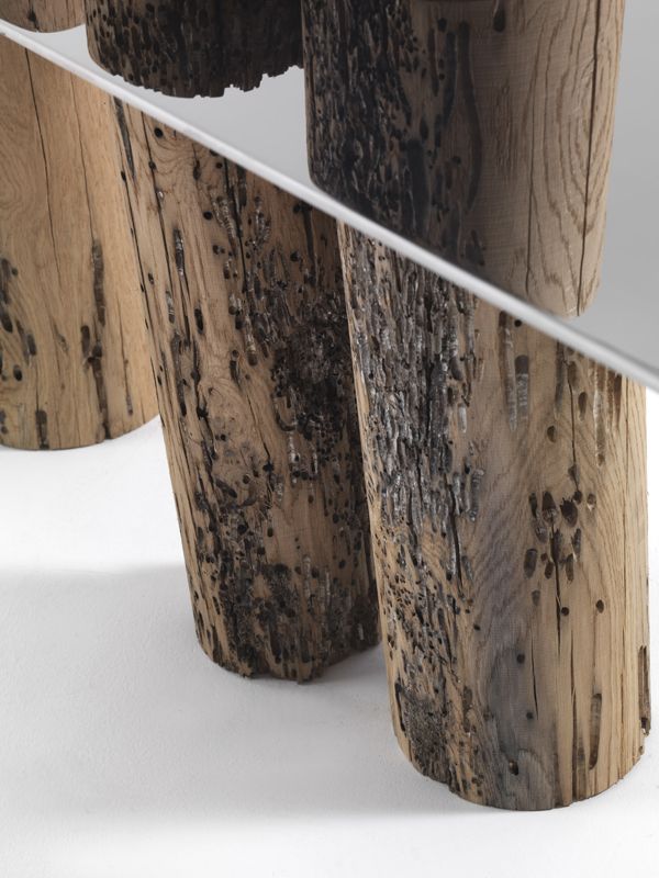 Briccola wood console table VENICE By Riva 1920 design Claudio Bellini