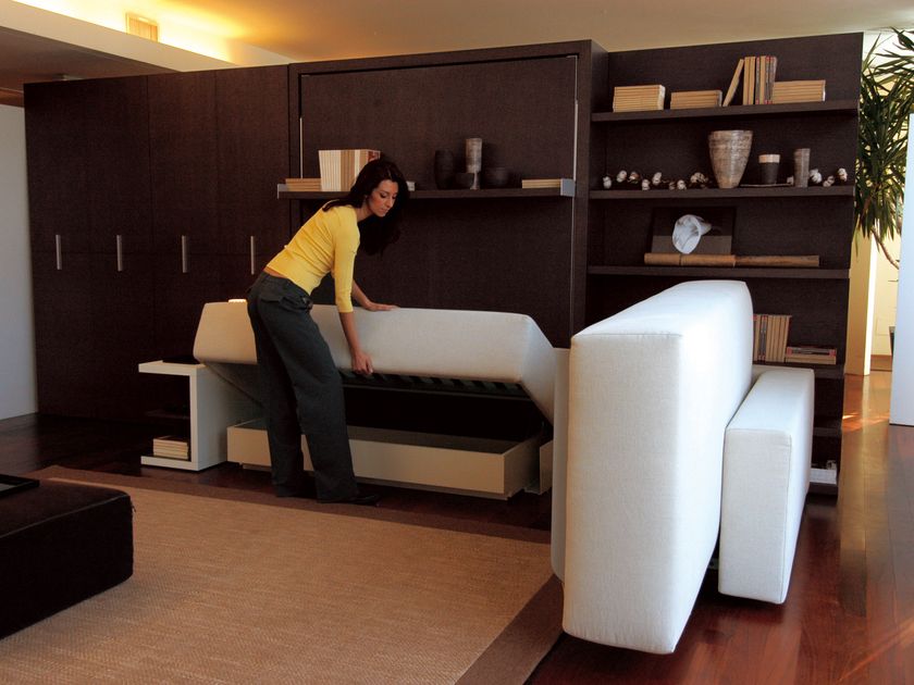 Storage wall with fold-away bed ATOLL 202 By CLEI design Giulio Manzoni ...
