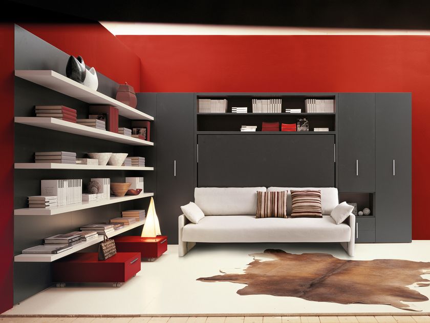 Storage wall with fold-away bed CIRCE SOFA By CLEI design Giulio Manzoni