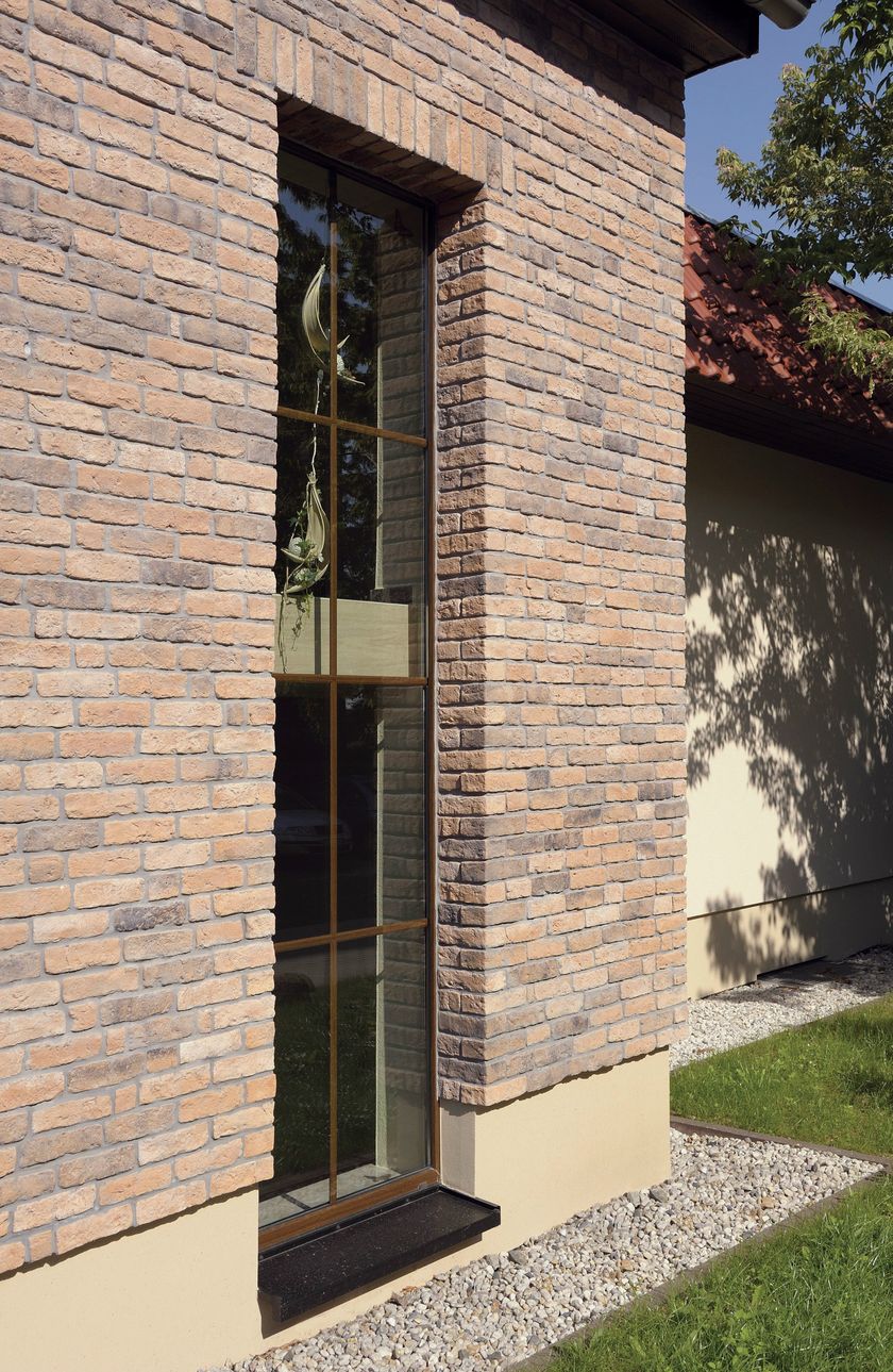 Reconstructed stone wall tiles with brick effect GRANULIT 50 By Weser