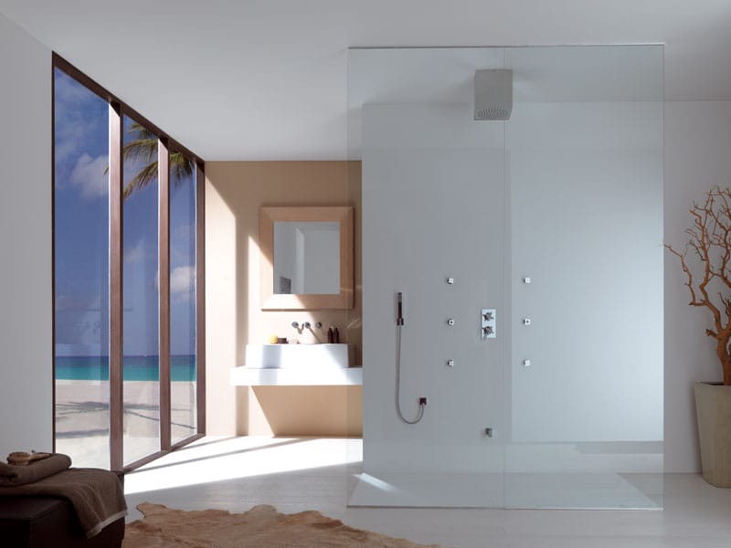 Stainless steel rain shower CUBE-INOX By Bossini