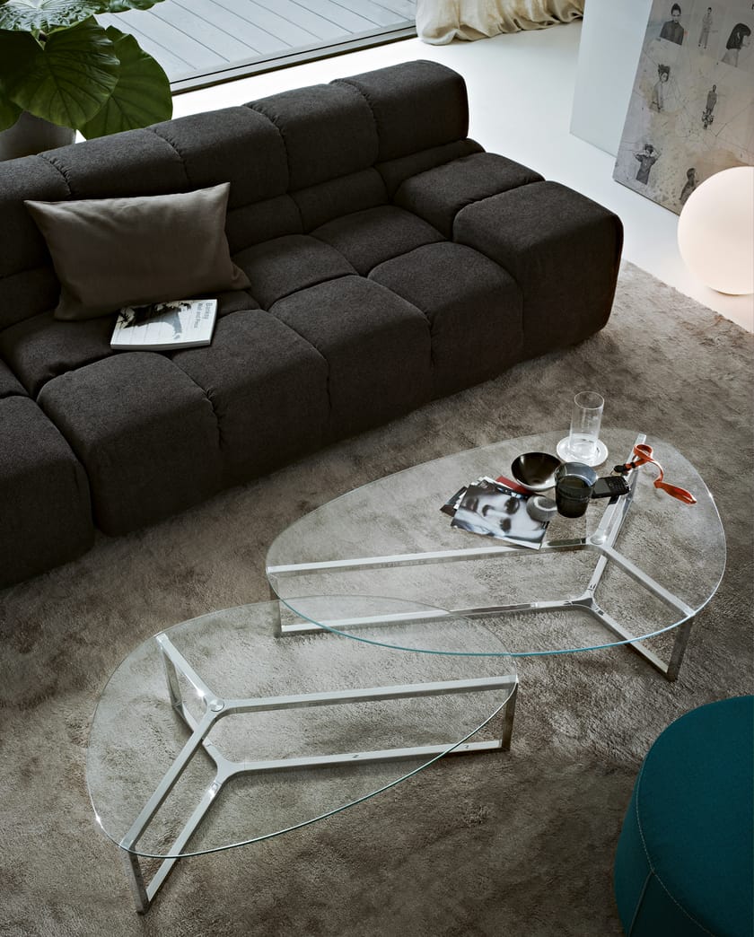 Low oval coffee table RAJ 3 By Gallotti&Radice design Ricardo Bello Dias