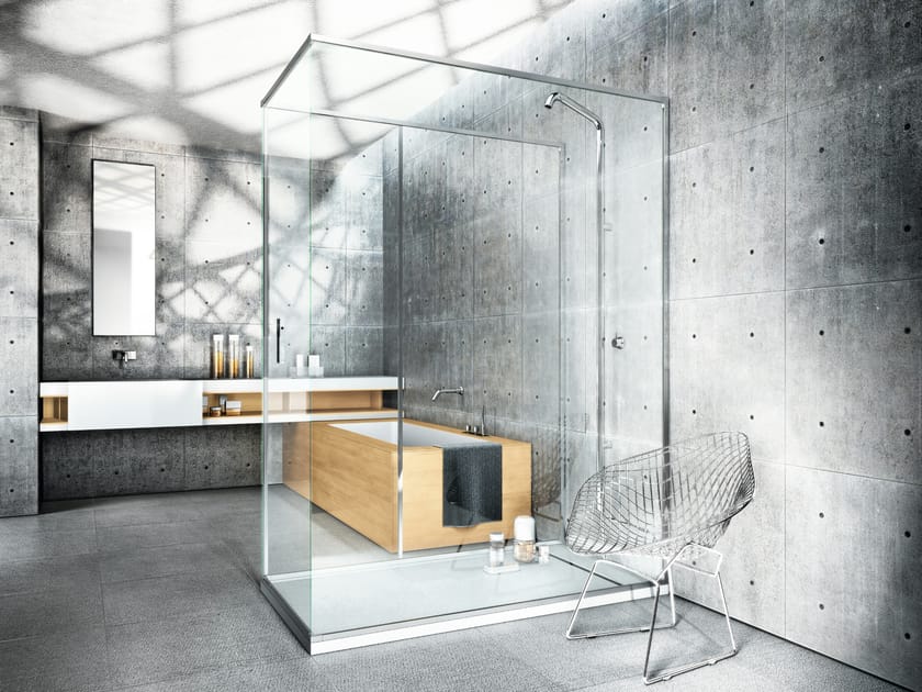 Corner rectangular shower cabin LINEA By MAKRO