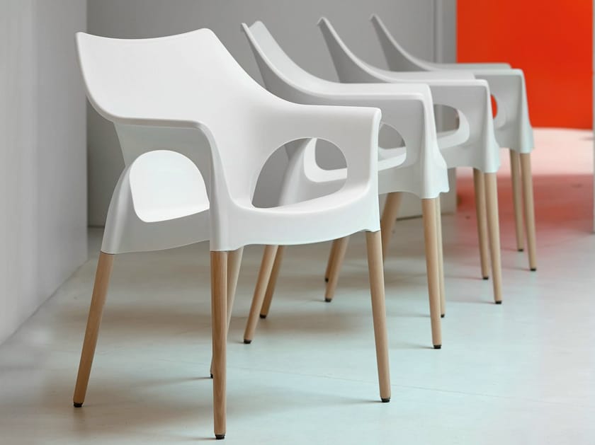 Stackable technopolymer chair with armrests NATURAL OLA By SCAB DESIGN ...