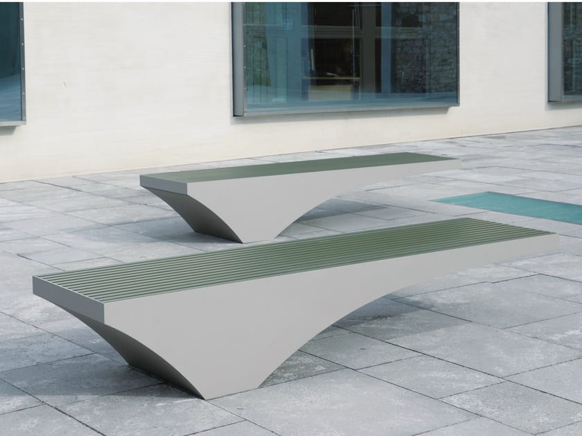 COMFONY 50 Backless stainless steel and PET bench By BENKERT BANKE