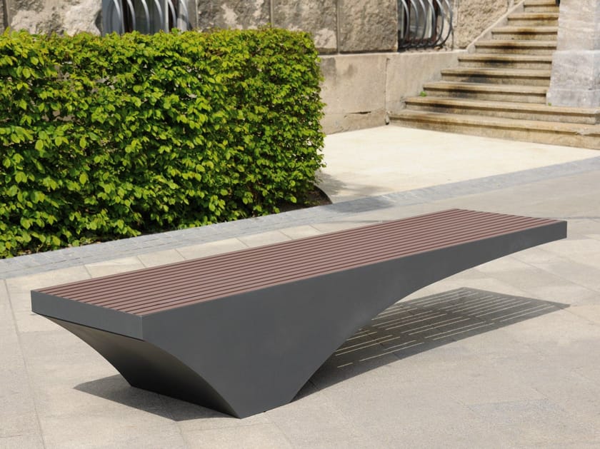 Backless stainless steel and PET Bench COMFONY 50 By BENKERT BANKE