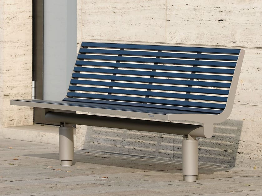 COMFONY 400 Stainless steel and PET bench with back By BENKERT BANKE