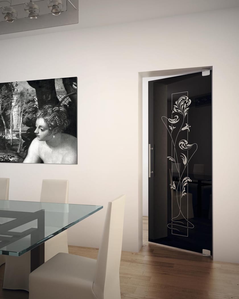 Puerta pivotante de vidrio SINTHESY SLIVER V4/MF By FOA