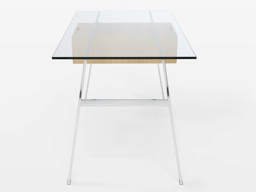 Glass writing desk with drawers HOMEWORK 1 GLASS TOP By bensen
