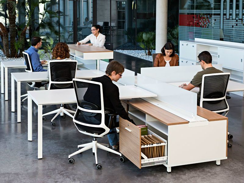 VITAL PLUS SPINE Sectional workstation desk with drawers By ACTIU