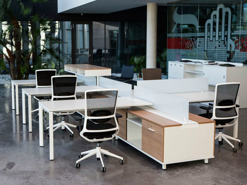 VITAL PLUS SPINE Sectional workstation desk with drawers By ACTIU