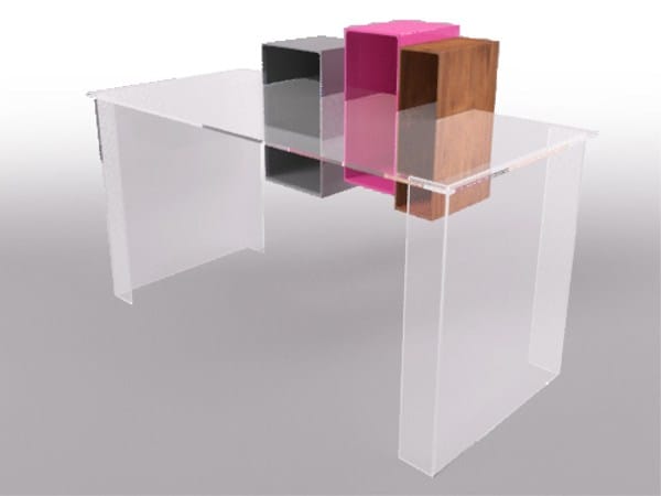 Glass writing desk with bookcase BOX By VIDAME CREATION design Julien ...