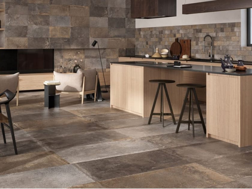 Glazed stoneware wall tiles / flooring stone effect PROVENCE MULTICOLOR ...