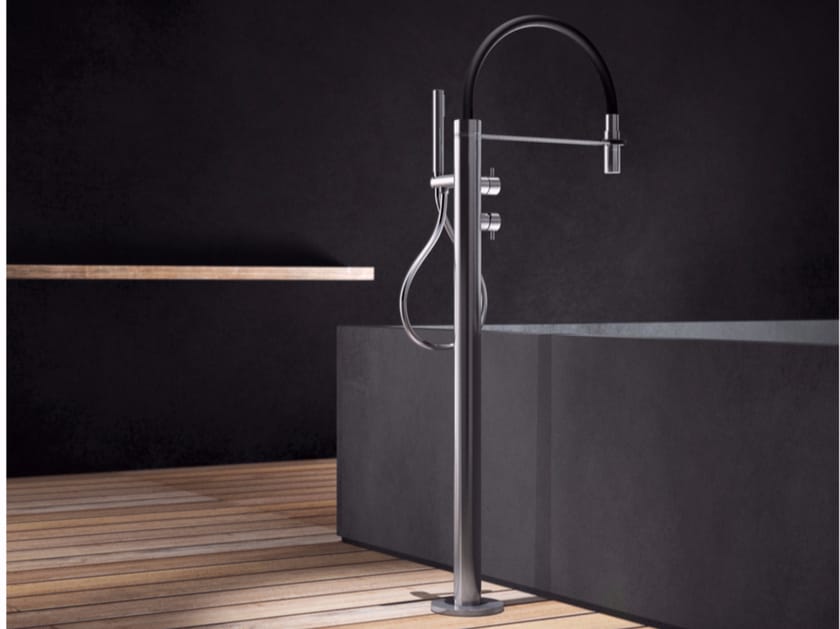 Floor standing stainless steel bathtub mixer with hand shower PV2 - TXQ ...