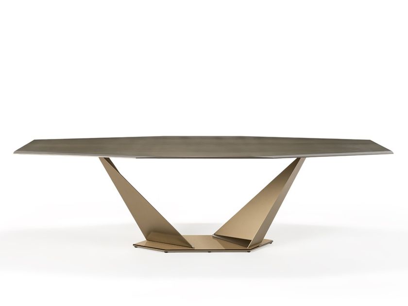 QUARTZ 72 | Table Octagonal glass table with metal base By Reflex ...