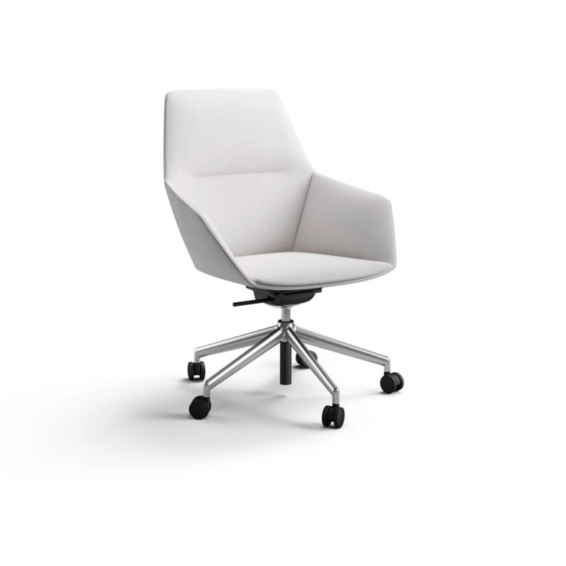 RAY SOFT Upholstered trestle-based easy chair with armrests By Brunner ...