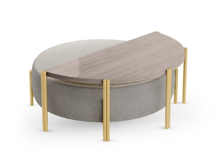 Round wooden and brass coffee table RECIFE By FRATO