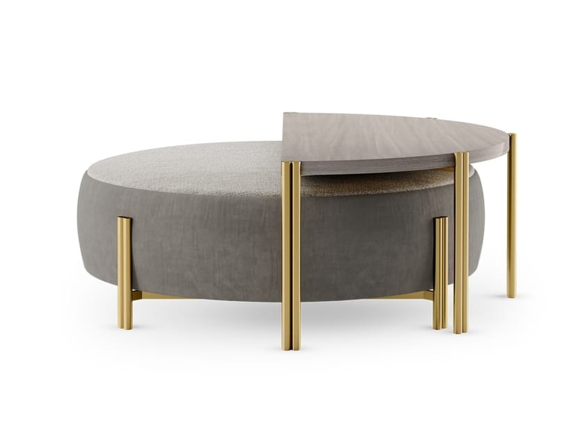 Round wooden and brass coffee table RECIFE By FRATO