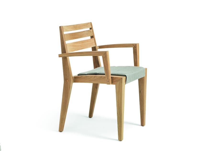 RIBOT Teak garden chair with armrests By Ethimo | design Marc Sadler