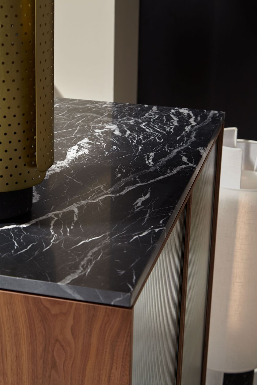 RIO Wood and glass highboard with doors By Punt | design Sebastian Herkner