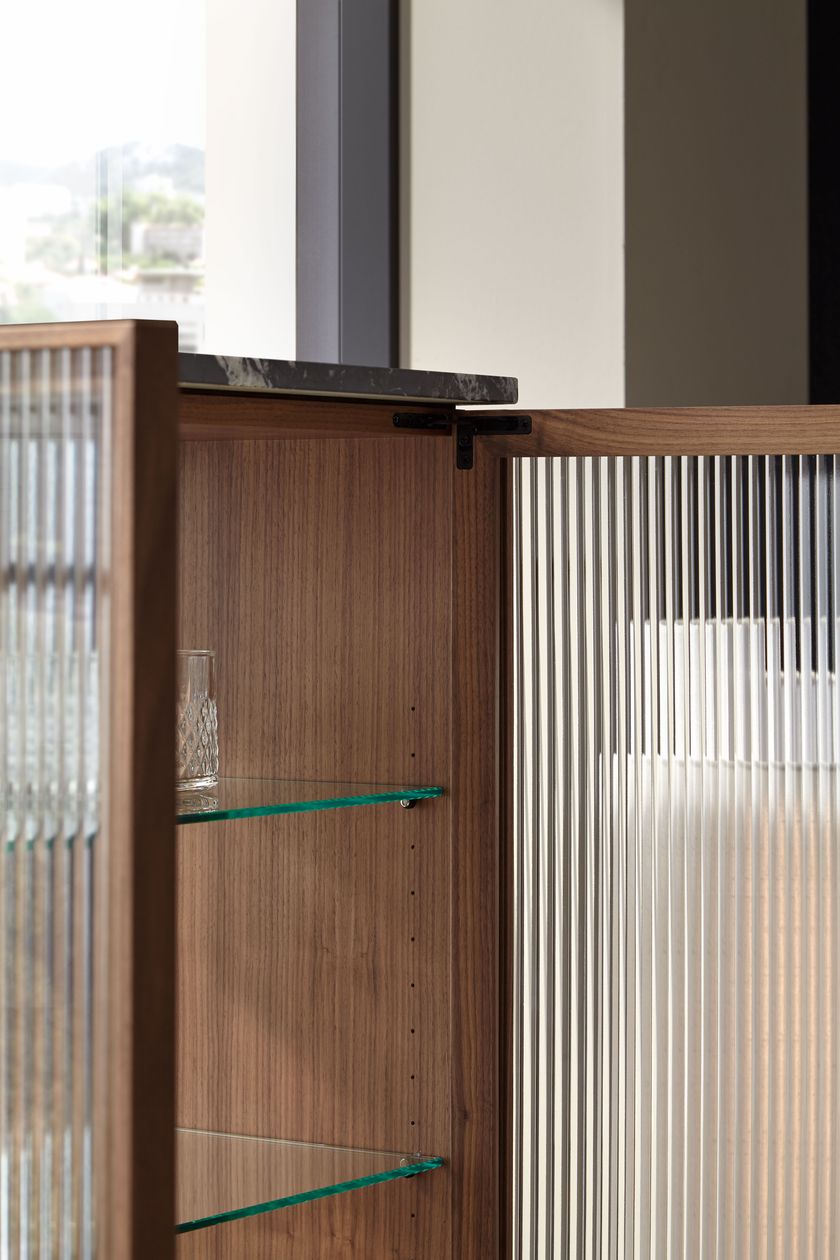 RIO Wood and glass highboard with doors By Punt | design Sebastian Herkner