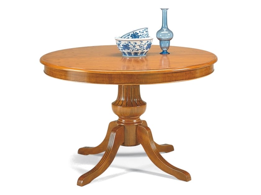 Extending round cherry wood table RIVA By SELVA