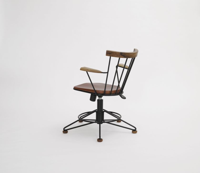 Height-adjustable swivel steel and wood office chair ROCKET By metal ...