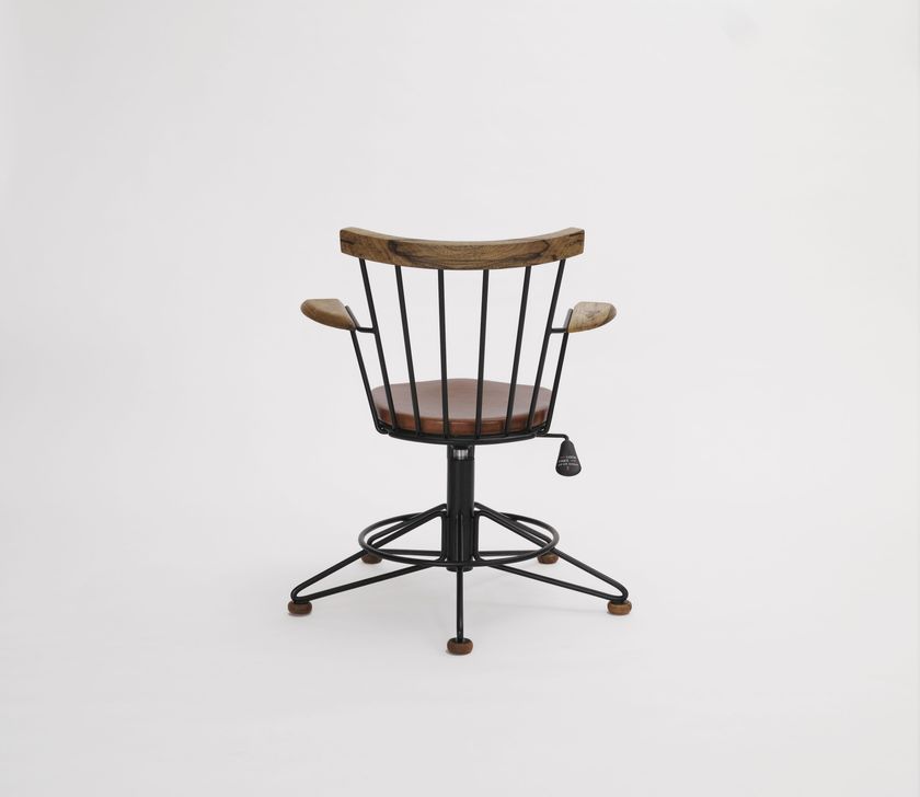 Height-adjustable swivel steel and wood office chair ROCKET By metal ...