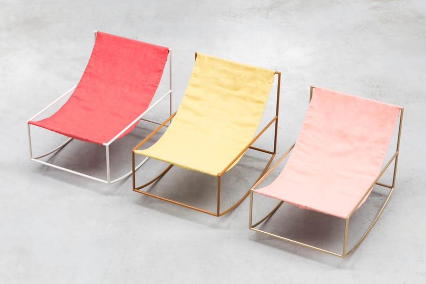 ROCKING CHAIR | Linen armchair By valerie_objects design Muller Van Severen