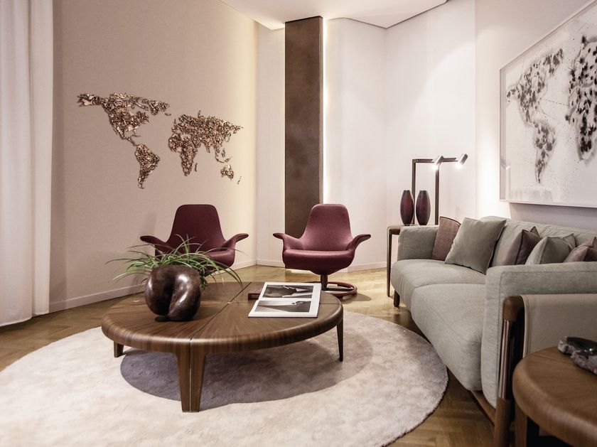 ROUND Round wooden coffee table By Giorgetti | design Carlo Colombo