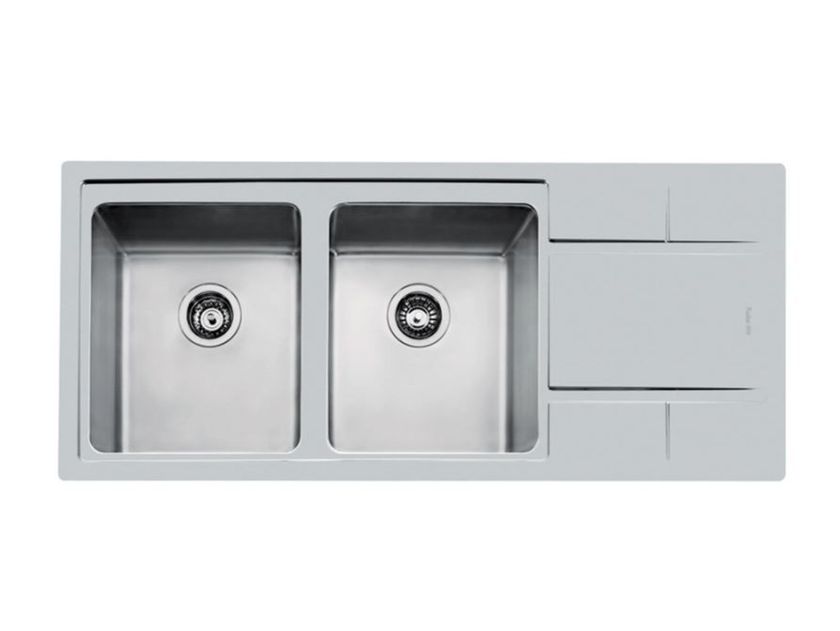 Flush-mounted stainless steel sink with drainer S4000 2VDX/SX 34+SC FT ...