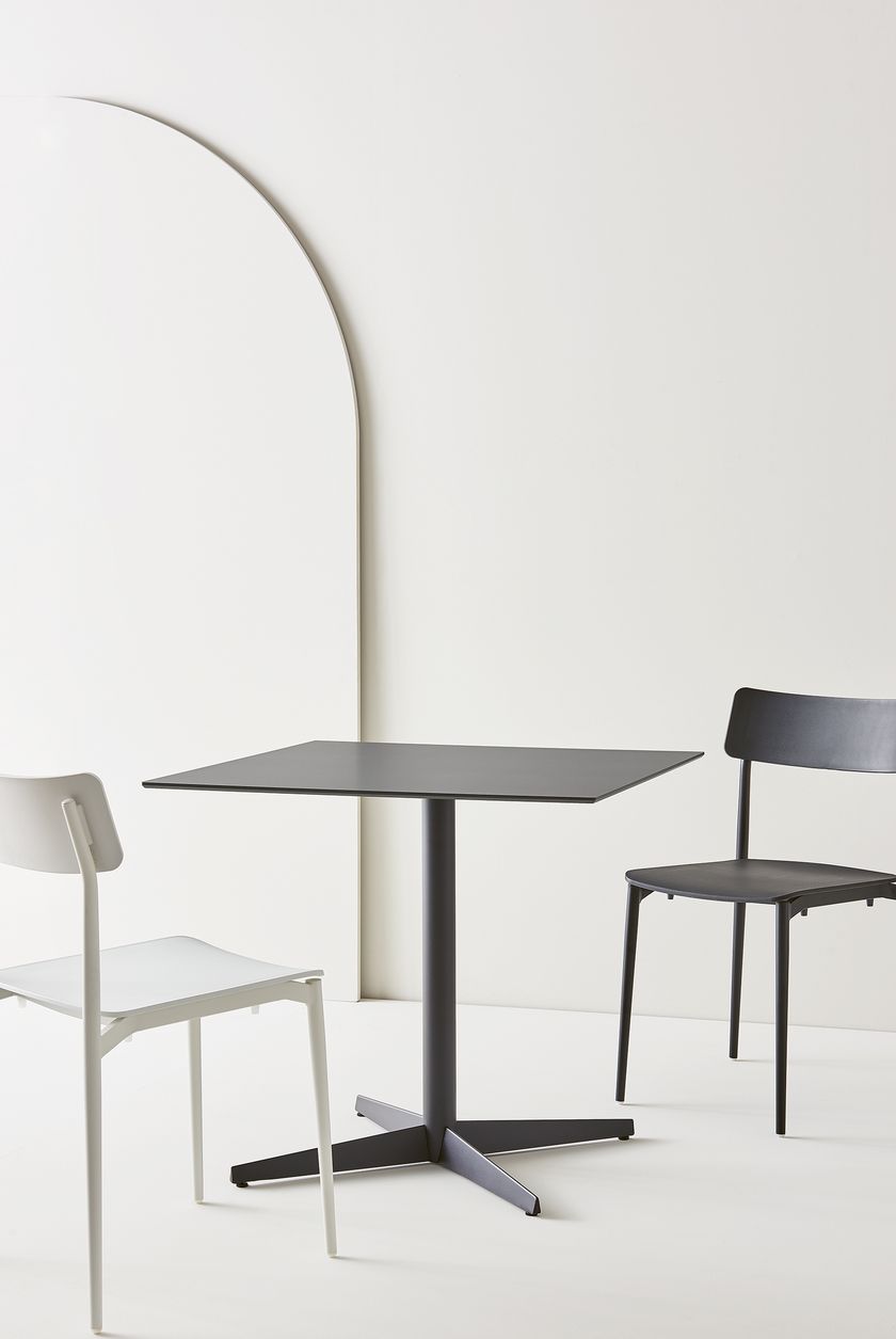 Square HPL table with 4-star base SAMU | Square table By Segis design ...