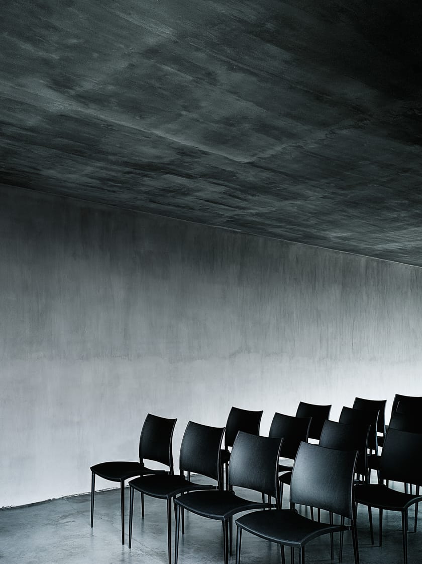 Upholstered stackable leather chair SAND | Leather chair Sand ...