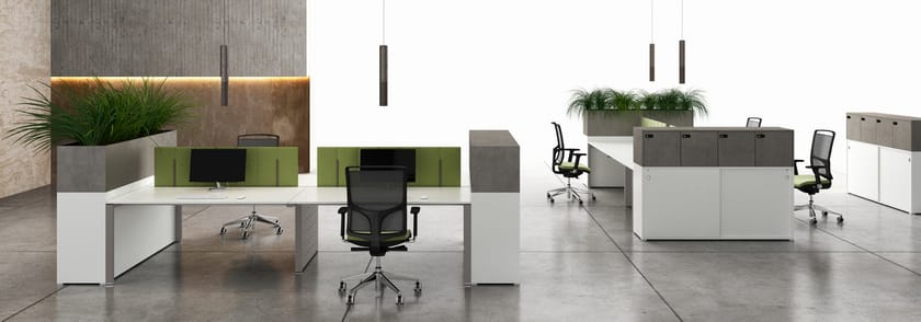 SEDICI÷NONI | Multiple office desk Multiple wooden workstation desk ...