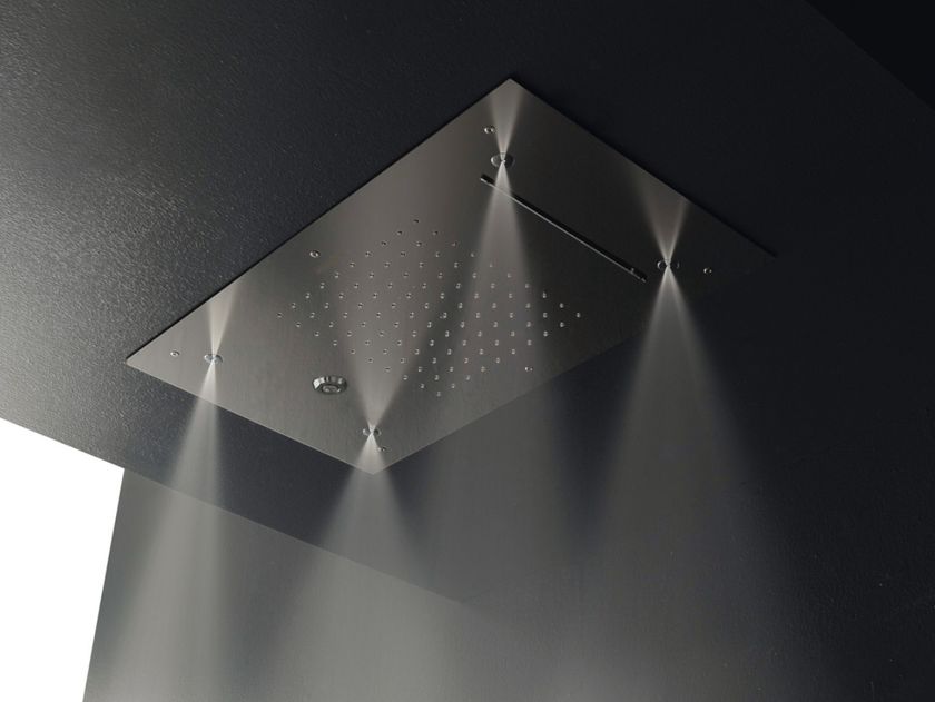 SHOWERS INOX Ceiling mounted rectangular stainless steel overhead ...
